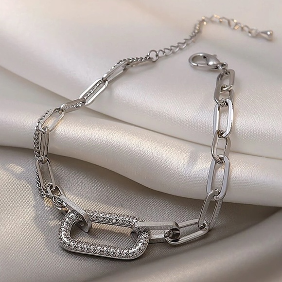 BellanBlue | Jewelry | Rhinestone Paperclip Multilayer Bracelet | Poshmark